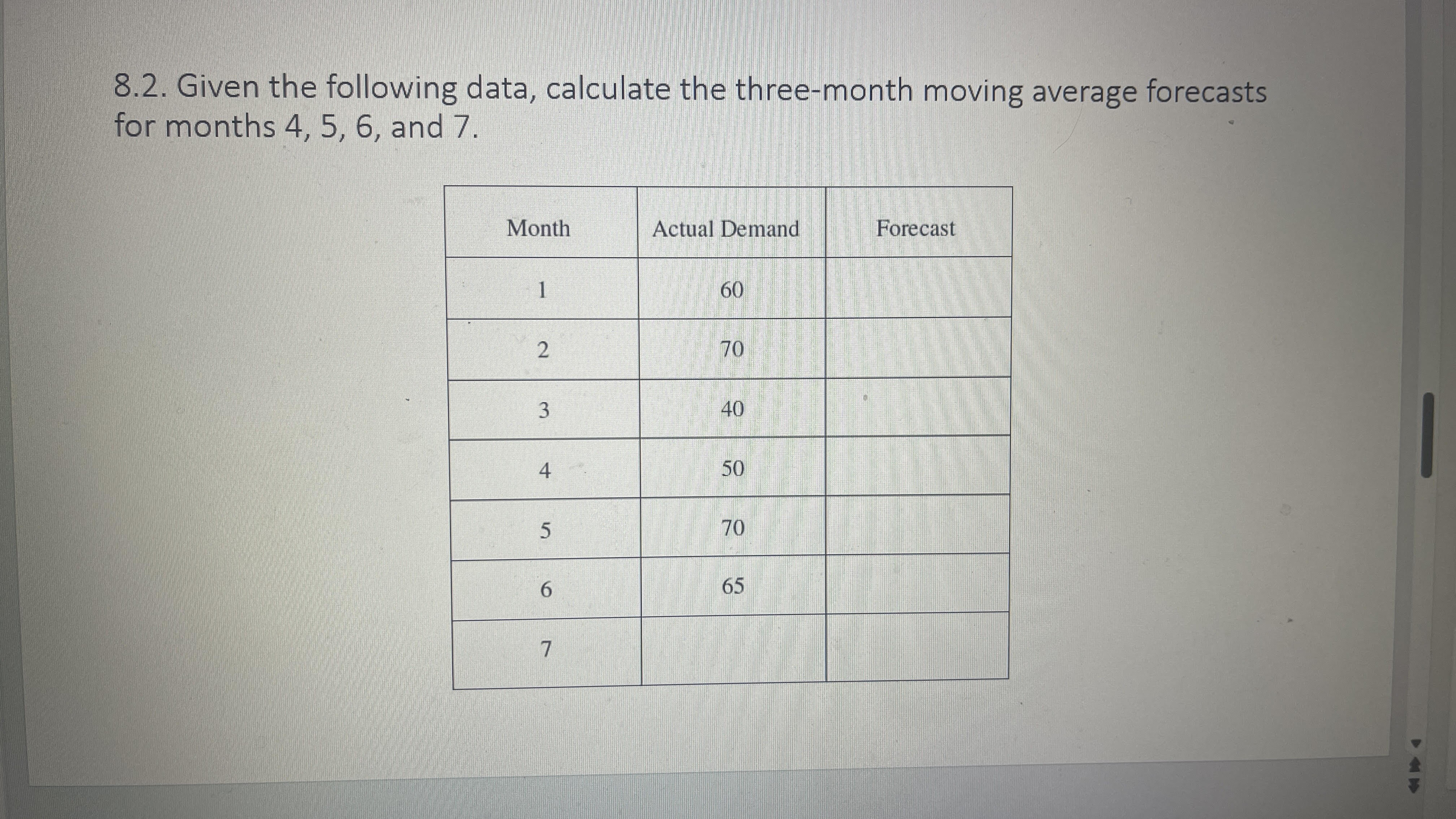Solved 8.2. Given the following data, calculate the | Chegg.com
