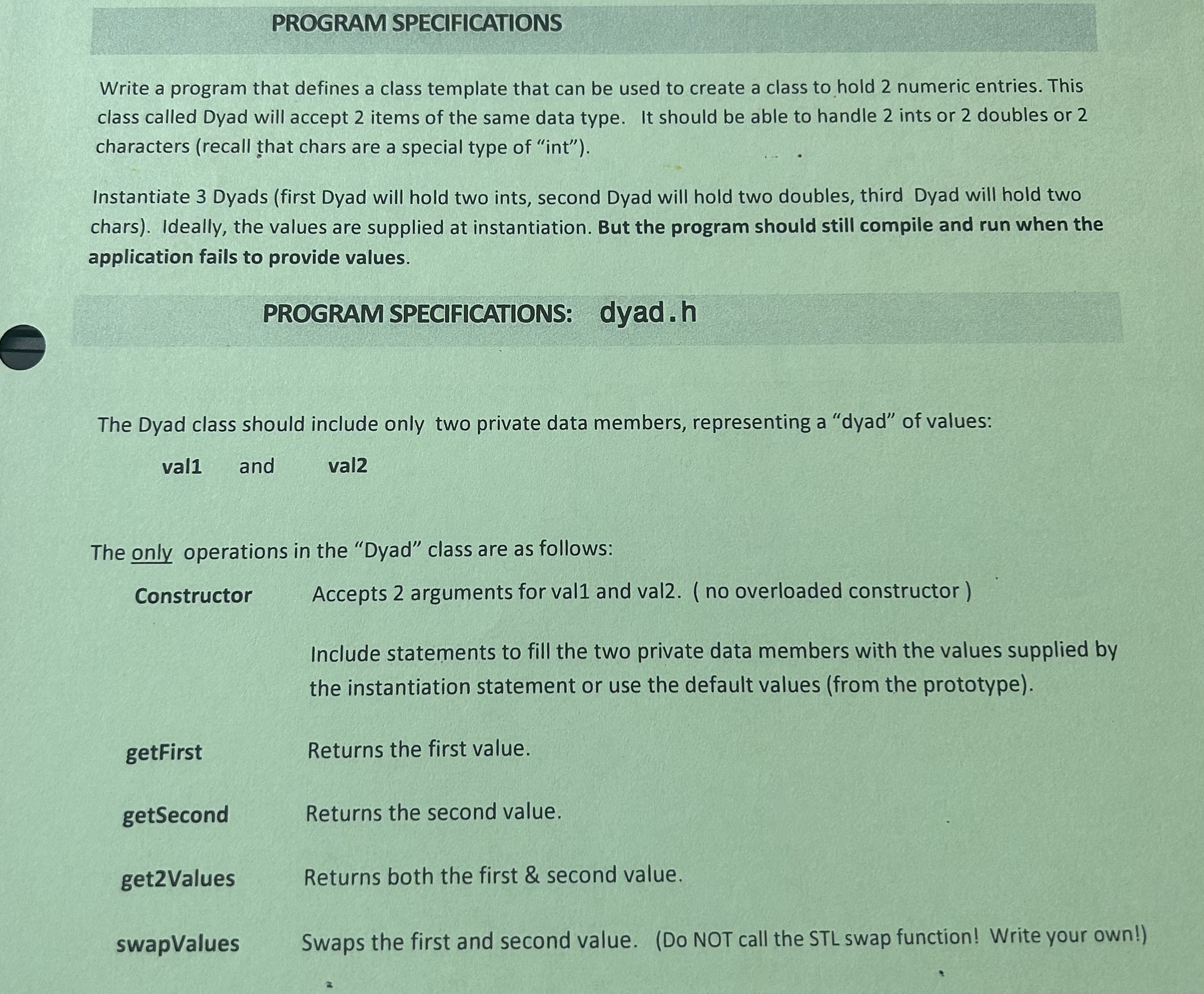 Solved Write a program that defines a class template that | Chegg.com