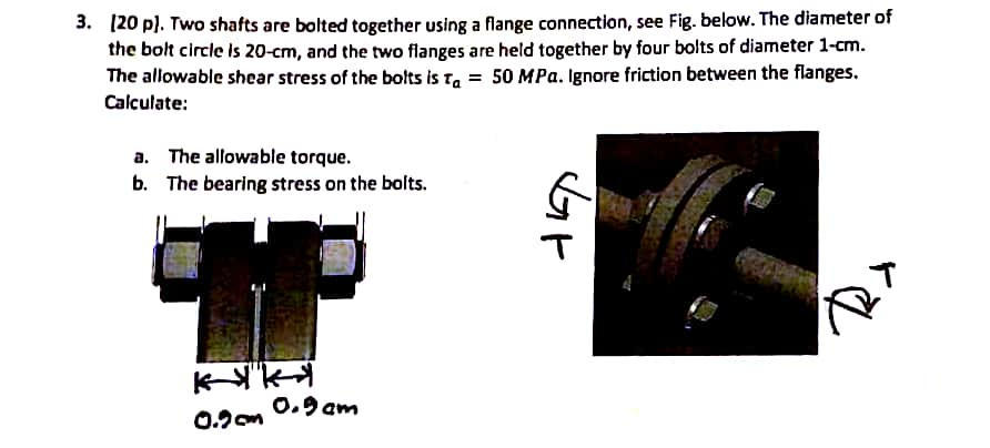 Solved 120 pl. Two shafts are bolted together using a flange | Chegg.com