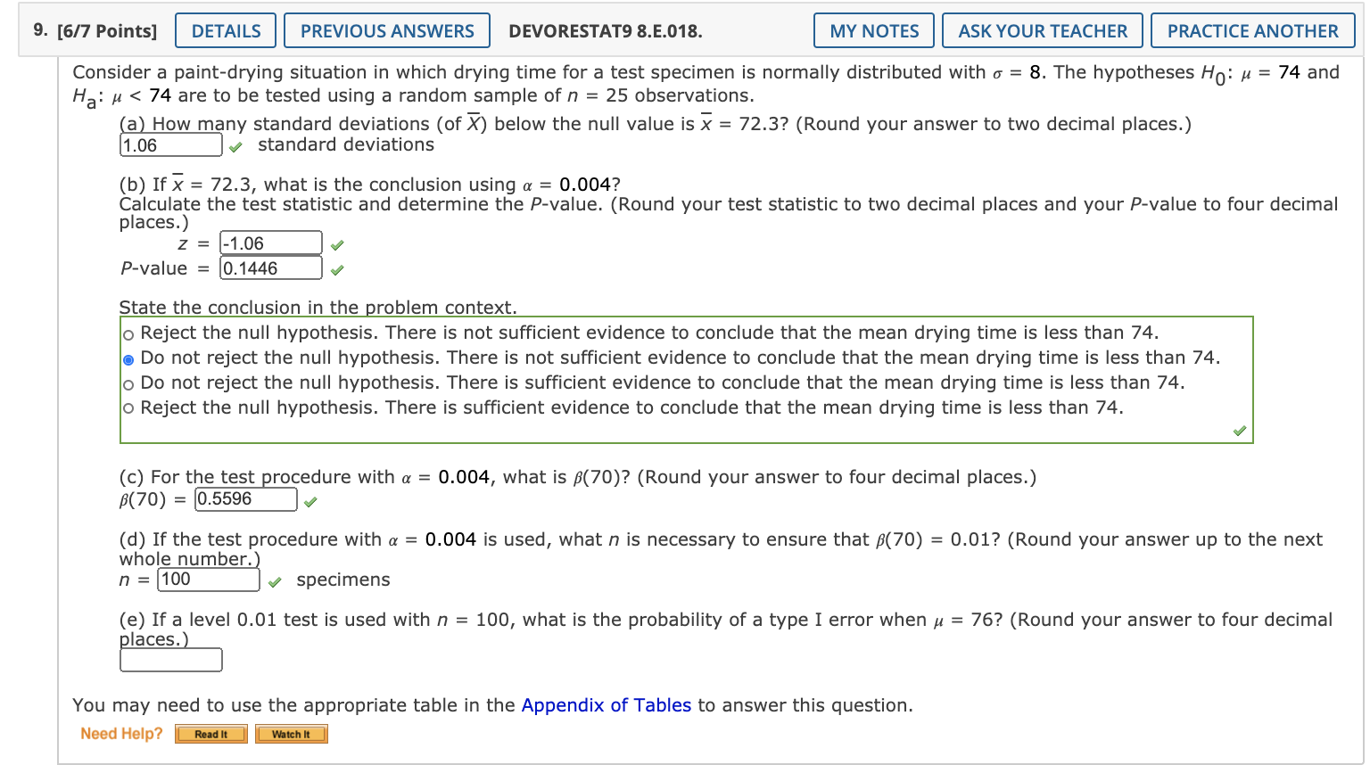 Solved 9. [6/7 Points] DETAILS PREVIOUS ANSWERS DEVORESTAT9 | Chegg.com