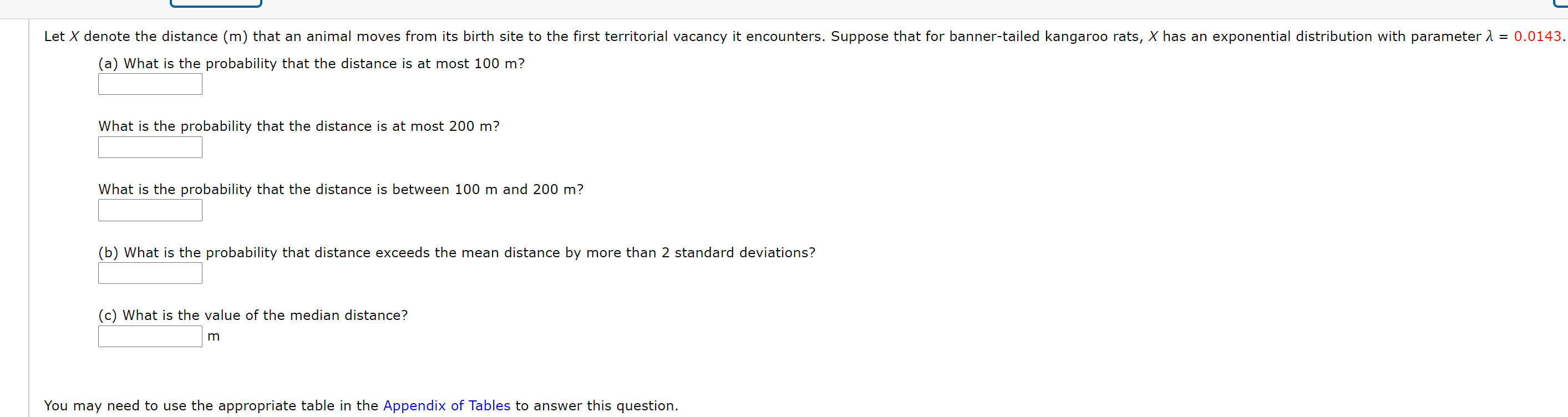 Solved Let X denote the distance (m) that an animal moves | Chegg.com