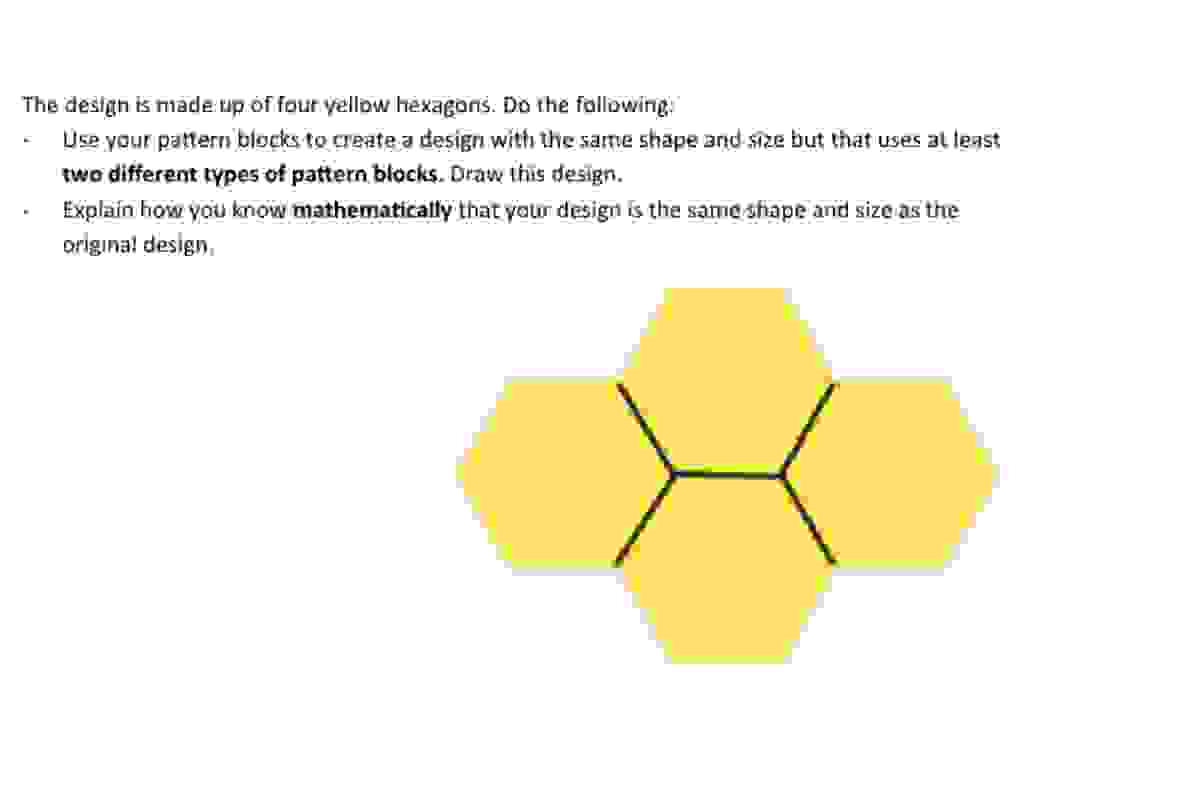 Solved The design is made up of four yellow hexagons. Do the | Chegg.com
