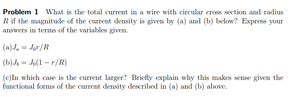 Solved Problem I What is the total current in a wire with | Chegg.com