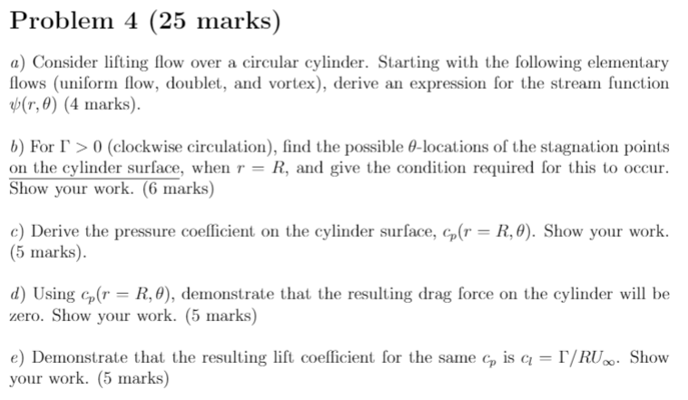 Solved Problem 4 (25 marks) a) Consider lifting flow over a | Chegg.com