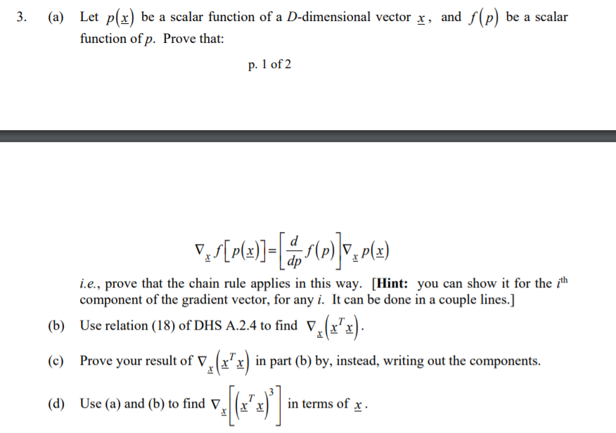 3. (a) Let p(x) be a scalar function of a | Chegg.com