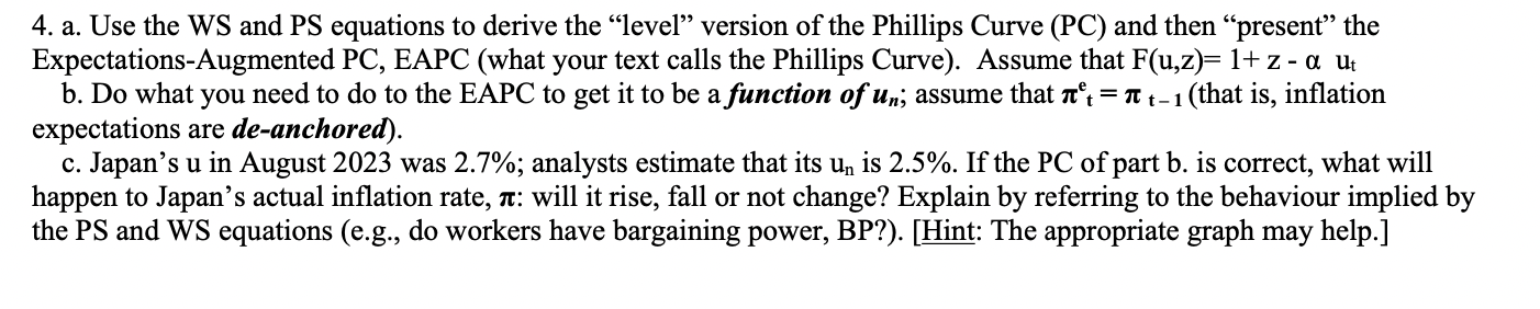 Solved 4. a. Use the WS and PS equations to derive the | Chegg.com