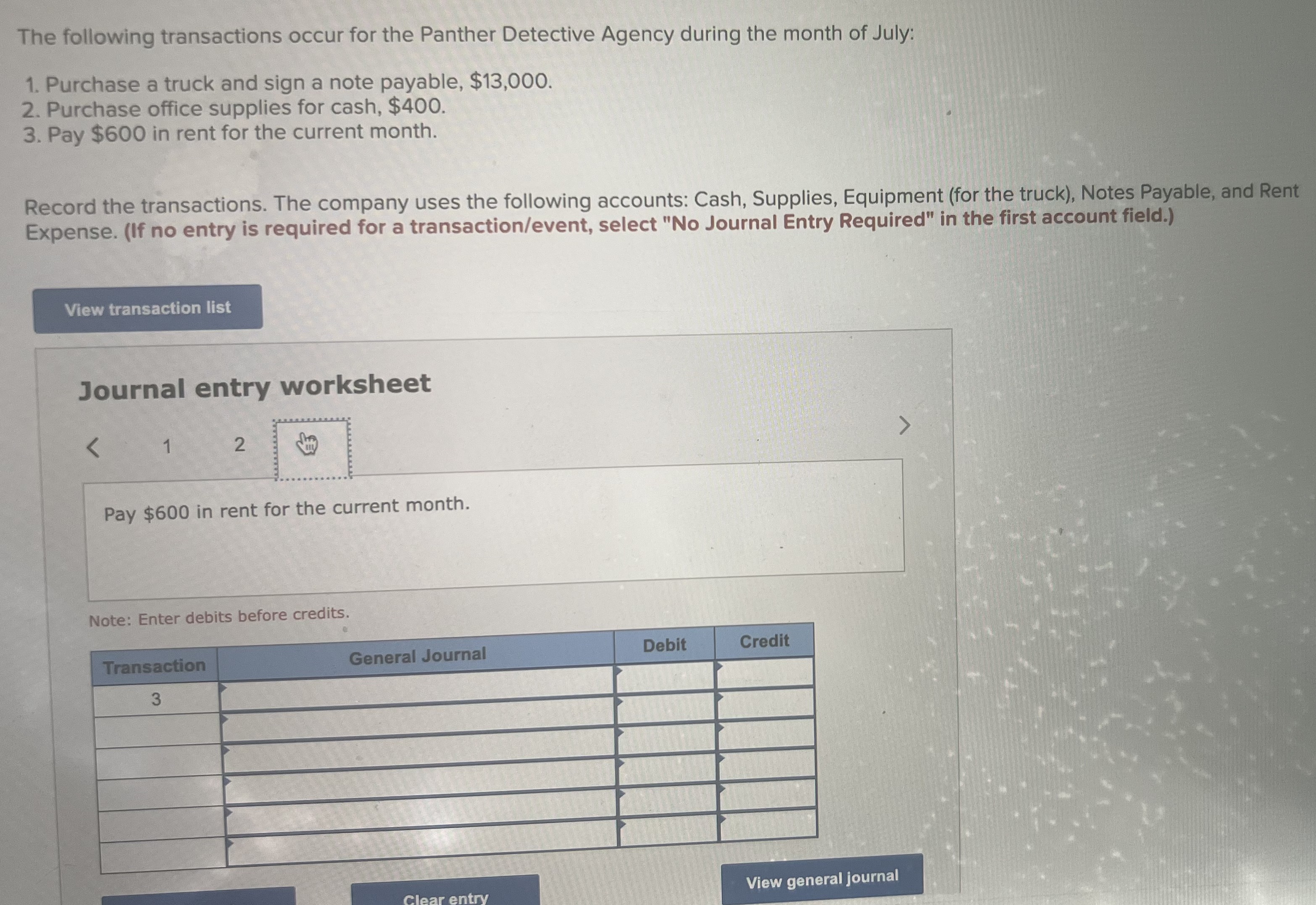 Solved The following transactions occur for the Panther | Chegg.com