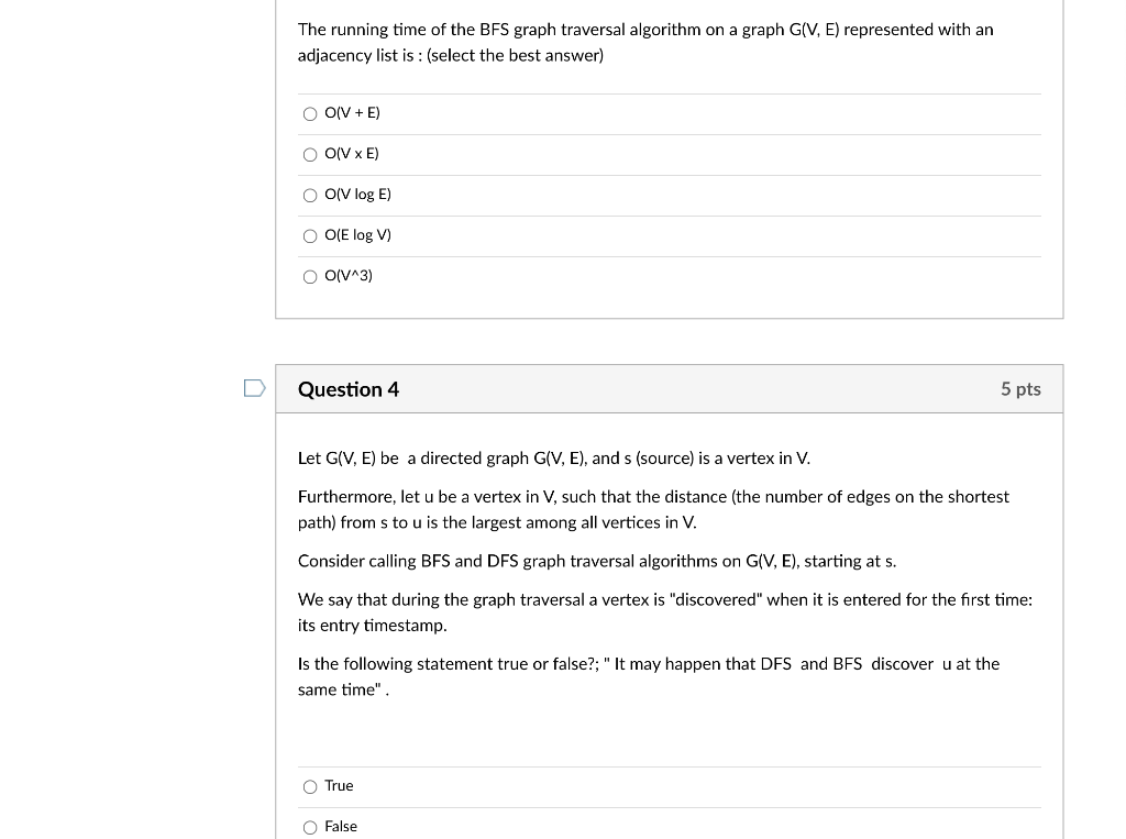 Solved The running time of the BFS graph traversal algorithm | Chegg.com