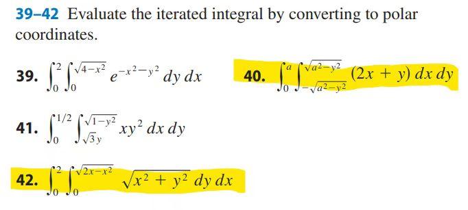 Solved 39-42 Evaluate the iterated integral by converting to | Chegg.com