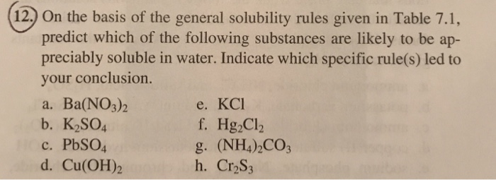 Solved 10, Using the general solubility rules given in | Chegg.com