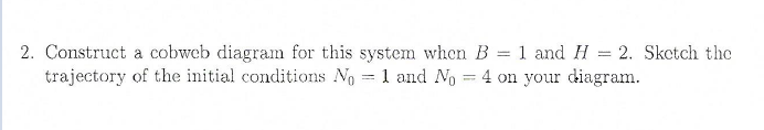 Solved 2. Construct a cobweb diagram for this system when B | Chegg.com