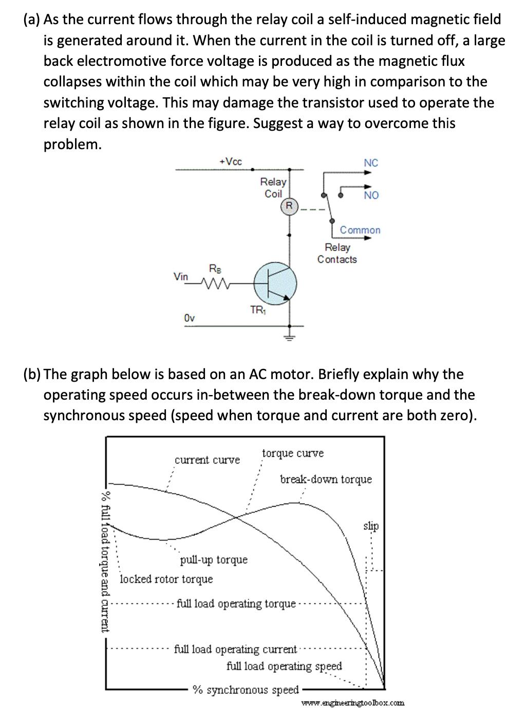 Solved (a) As the current flows through the relay coil a | Chegg.com