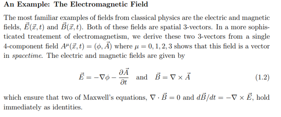 An Example: The Electromagnetic Field The most | Chegg.com