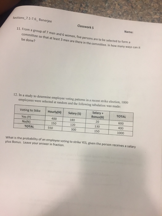 Solved From a group of 7 men and 6 women, five persons are | Chegg.com