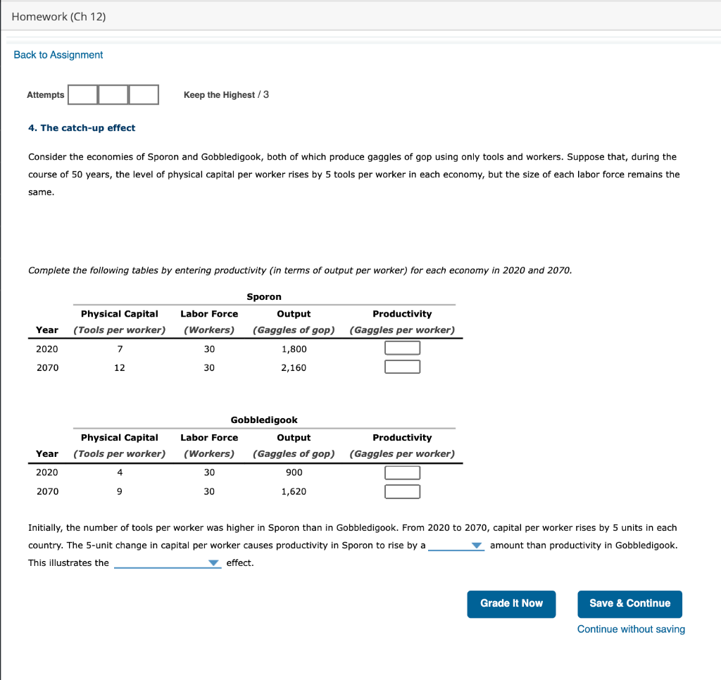 Solved 4. The catch-up effect same. Complete the following | Chegg.com