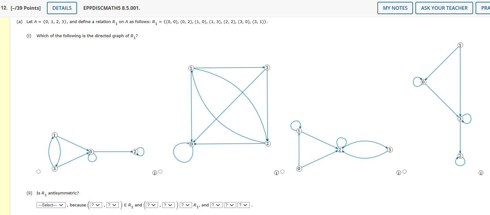 (a) Let A={0,1,2,3}, and define a relation R1 on A as | Chegg.com
