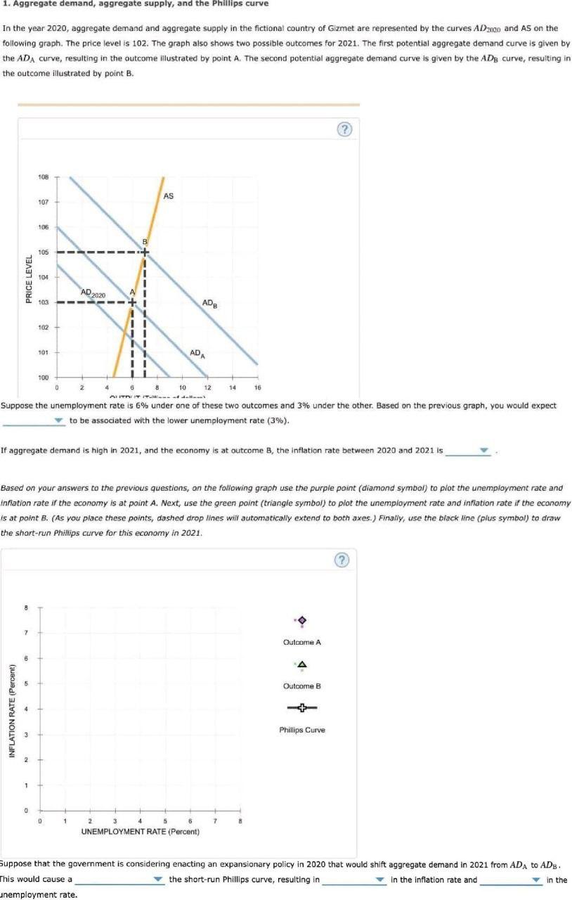 Solved 1. Aggregate demand, aggregate supply, and the | Chegg.com
