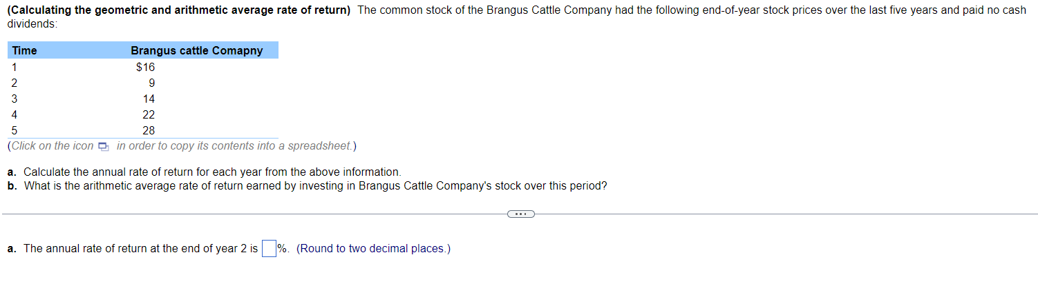 Solved (Calculating the geometric and arithmetic average | Chegg.com