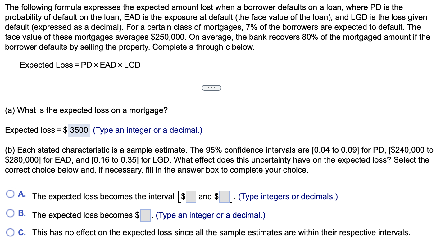 Solved The following formula expresses the expected amount | Chegg.com