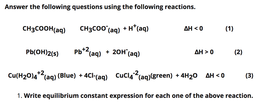 Solved Which direction each equilibrium shift if you warm up | Chegg.com