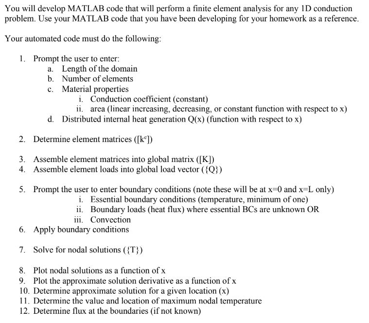 Solved You will develop MATLAB code that will perform a | Chegg.com
