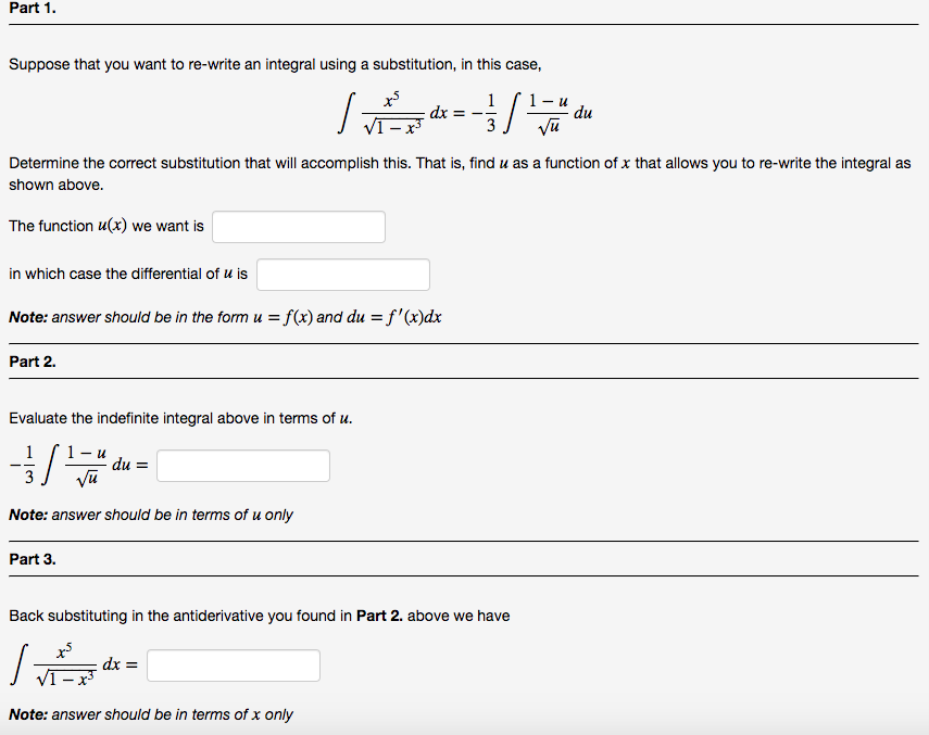 Solved Part 1. Suppose that you want to re-write an integral | Chegg.com