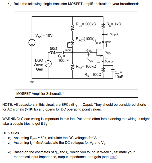 Solved 1.) Build the following single-transistor MOSFET | Chegg.com
