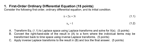 Solved 1 First Order Ordinary Differential Equation 15