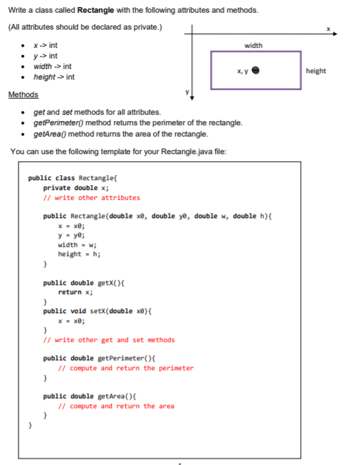 Solved х, у height Write a class called Rectangle with the | Chegg.com