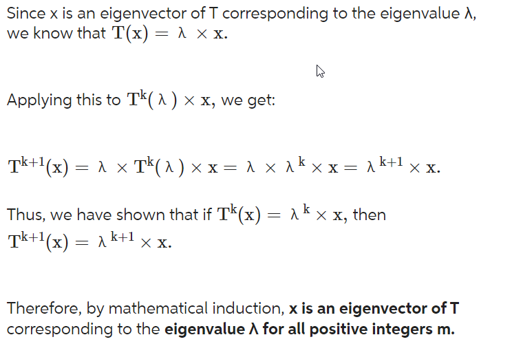 Solved To prove that x is an eigenvector of T corresponding | Chegg.com