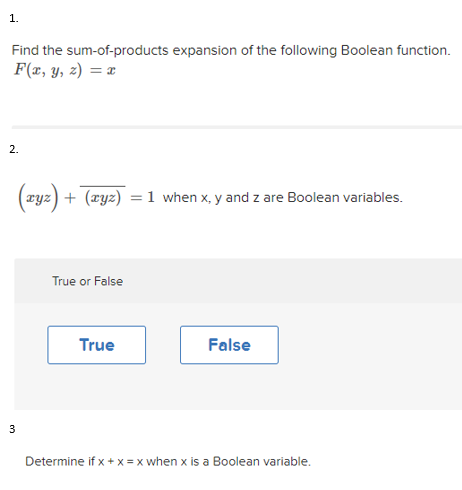 Solved 1. Find the sum-of-products expansion of the | Chegg.com