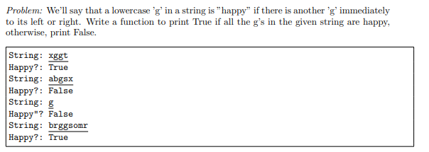 Solved Problem: We'll say that a lowercase 'g' in a string | Chegg.com