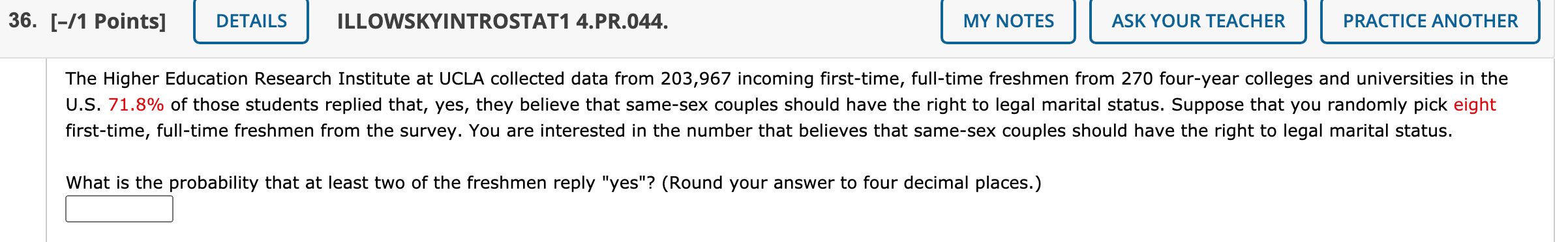 Solved 36. [-/1 Points] DETAILS ILLOWSKYINTROSTAT1 4.PR.044. | Chegg.com