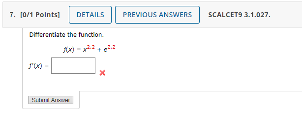 Solved 3. [0/1 Points] Differentiate the function. | Chegg.com