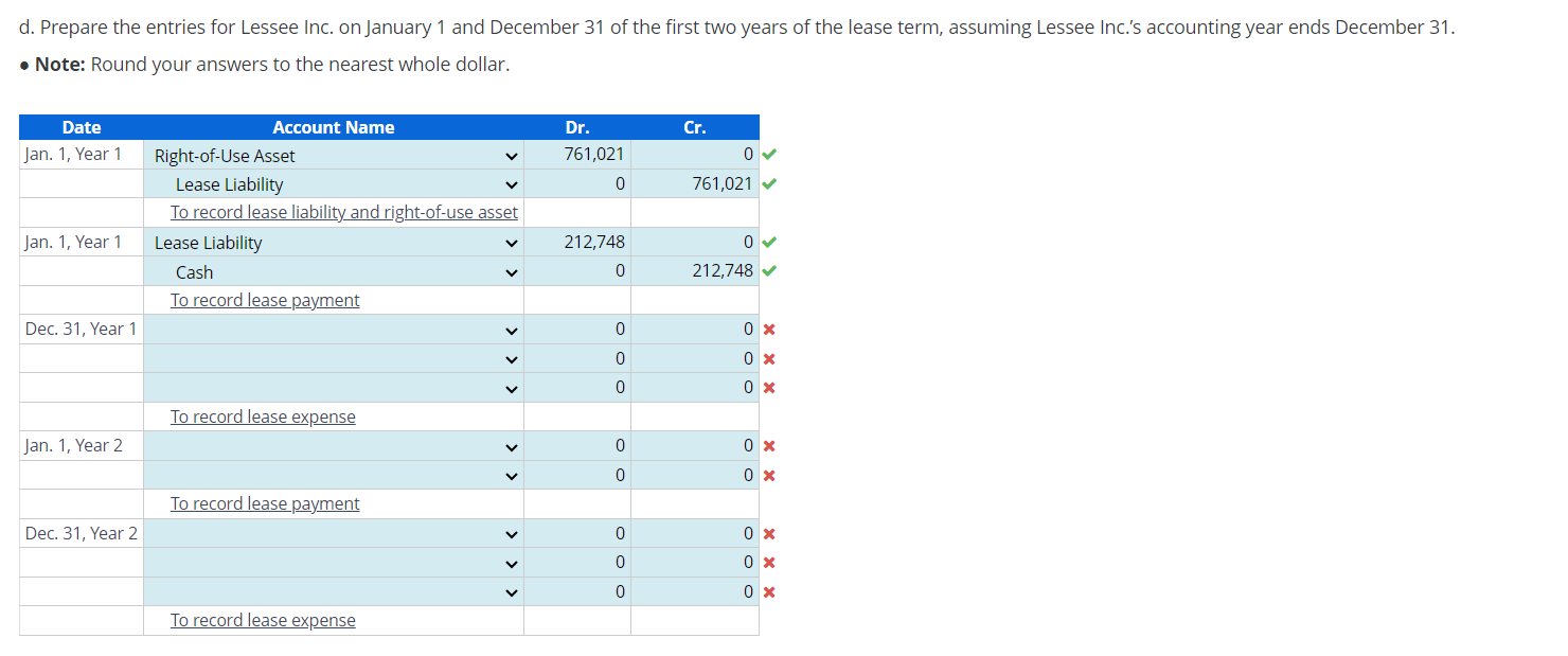 Solved On January 1 of Year 1, Lessee Inc. leased equipment | Chegg.com