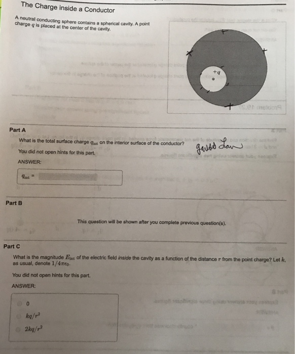 Solved The Charge inside a Conductor A neutral conducting | Chegg.com