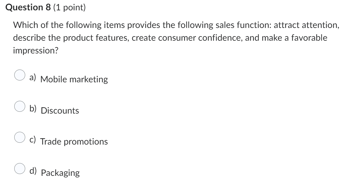 Solved Which of the following items provides the following | Chegg.com