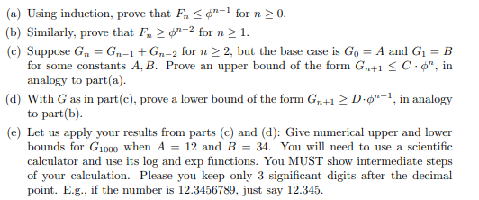 Solved (8 Points each part) Bounds on Fibonacci Numbers | Chegg.com