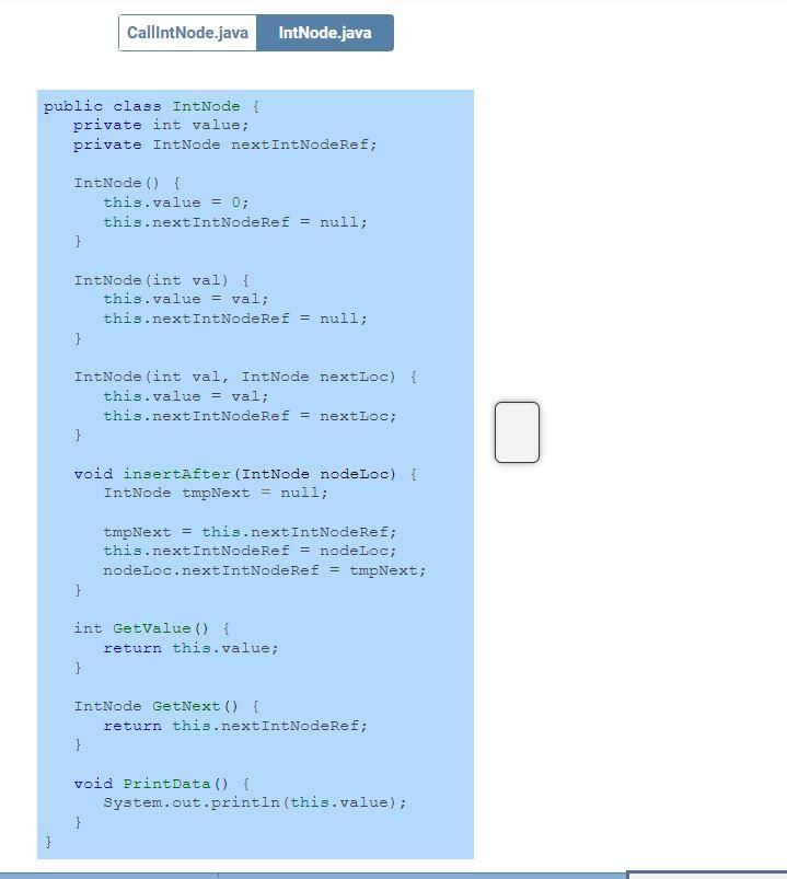 Solved Iype the program's output CallintNode.java | Chegg.com
