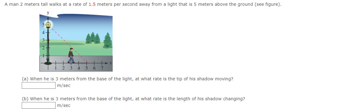 Solved (a) When he is 3 meters from the base of the light, | Chegg.com