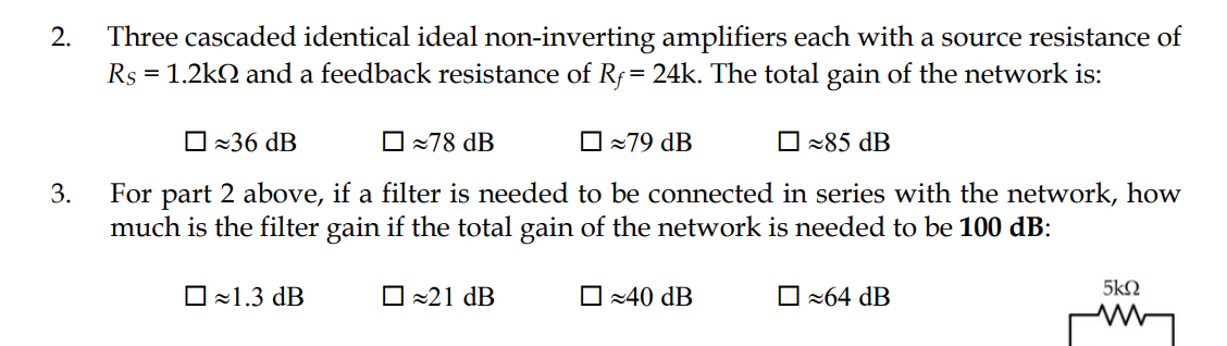 Solved 2. Three cascaded identical ideal non-inverting | Chegg.com