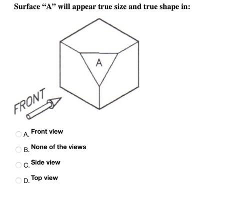 Solved Surface “A” will appear true size and true shape in: | Chegg.com