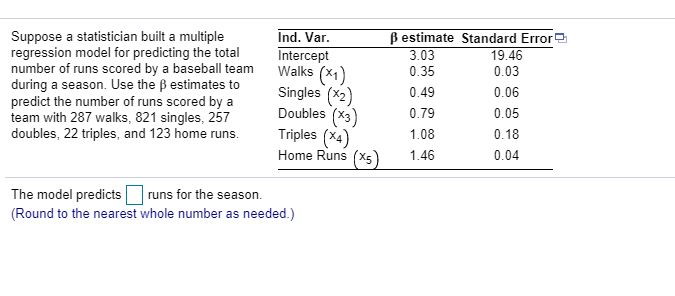 Solved Suppose a statistician built a multiple regression | Chegg.com