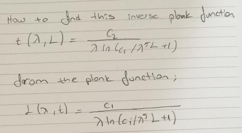 Solved How to And this inverse plank function t(1, 2) = Alla | Chegg.com
