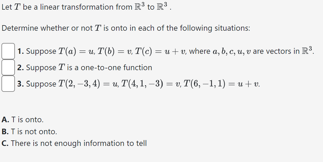 Solved Let T be a linear transformation from R3 to R3. | Chegg.com