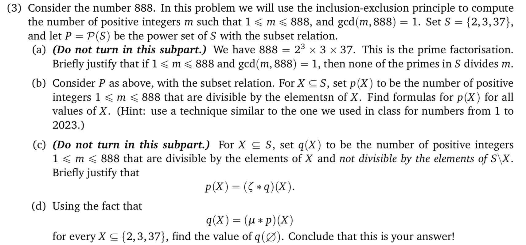 Solved (3) Consider the number 888. In this problem we will | Chegg.com