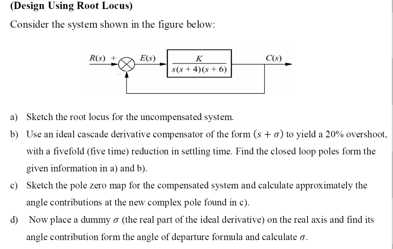 (Design Using Root Locus) Consider the system shown | Chegg.com