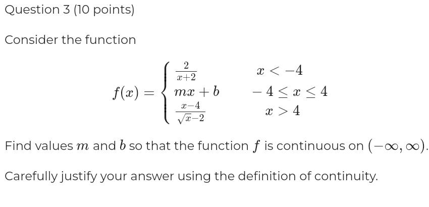 Solved Consider the function | Chegg.com