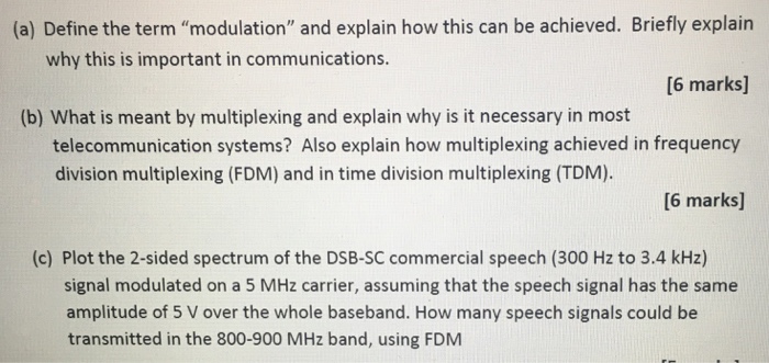 Solved A Define The Term Modulation And Explain How This