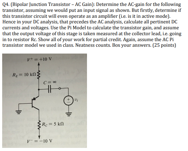 Solved Q4.(Bipolar Junction Transistor – ﻿AC Gain): | Chegg.com